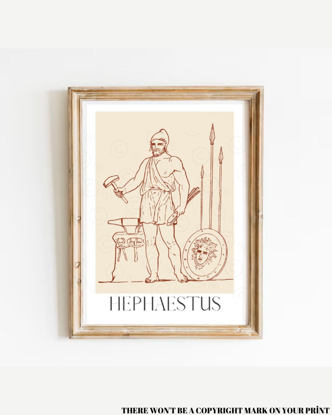 Hephaestus Print, Blacksmith God, God Of Fire, God Of Carpenters, Roman ...