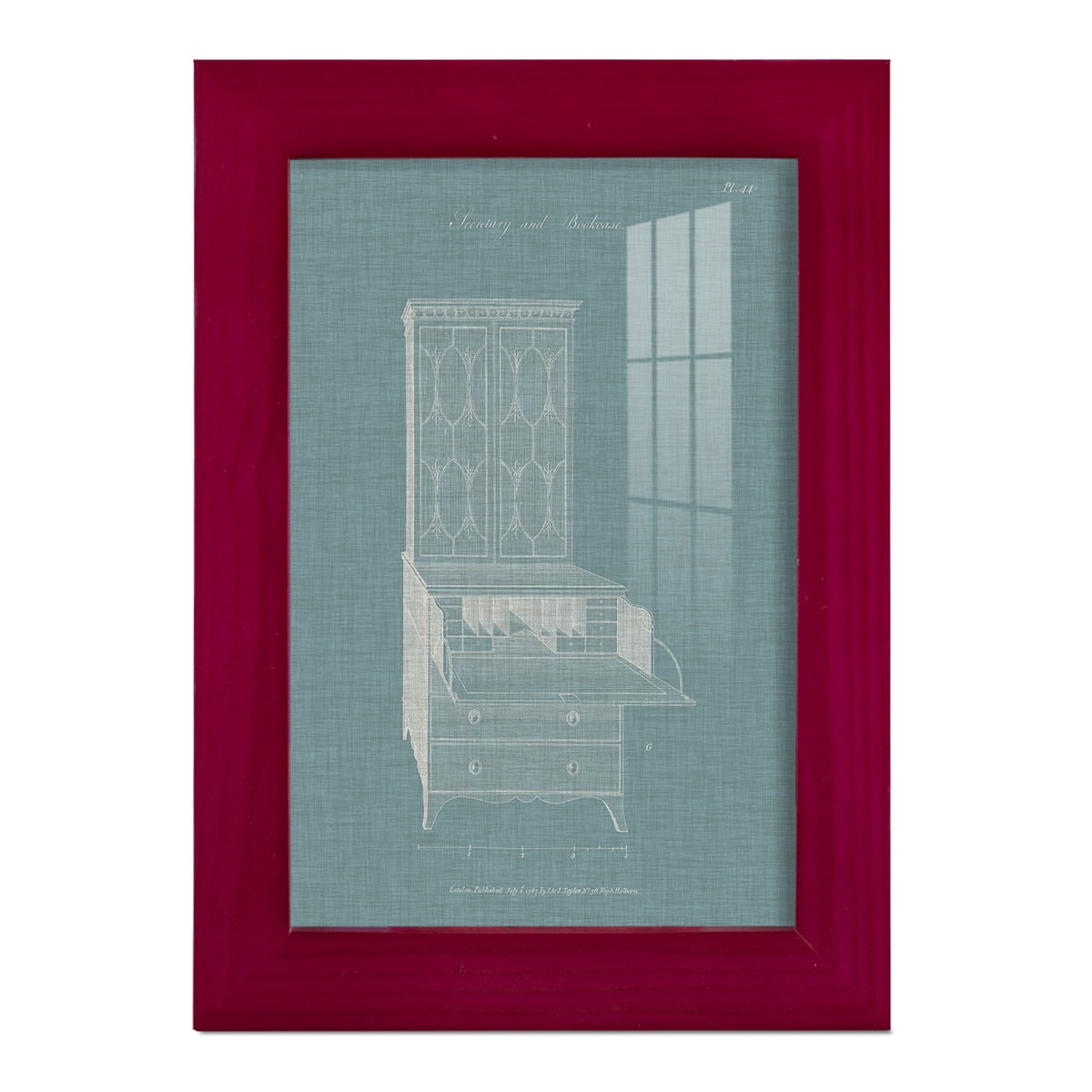 Hepplewhite Desk & Bookcase I - Framed Print w/glass - Cherry Red ...