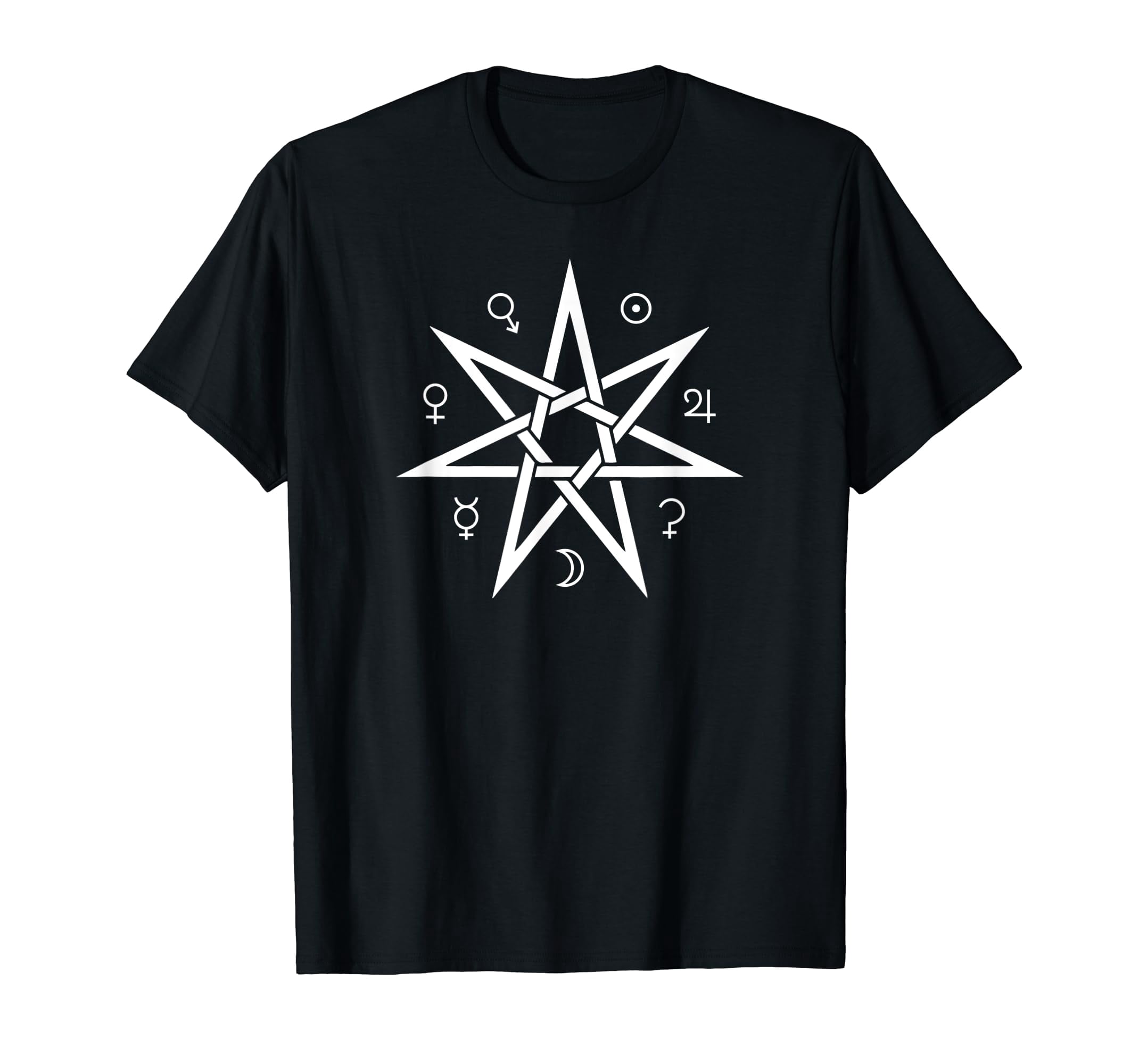 Heptagram / Septagram 7 Pointed Fairy Star With Planet Signs T-Shirt ...