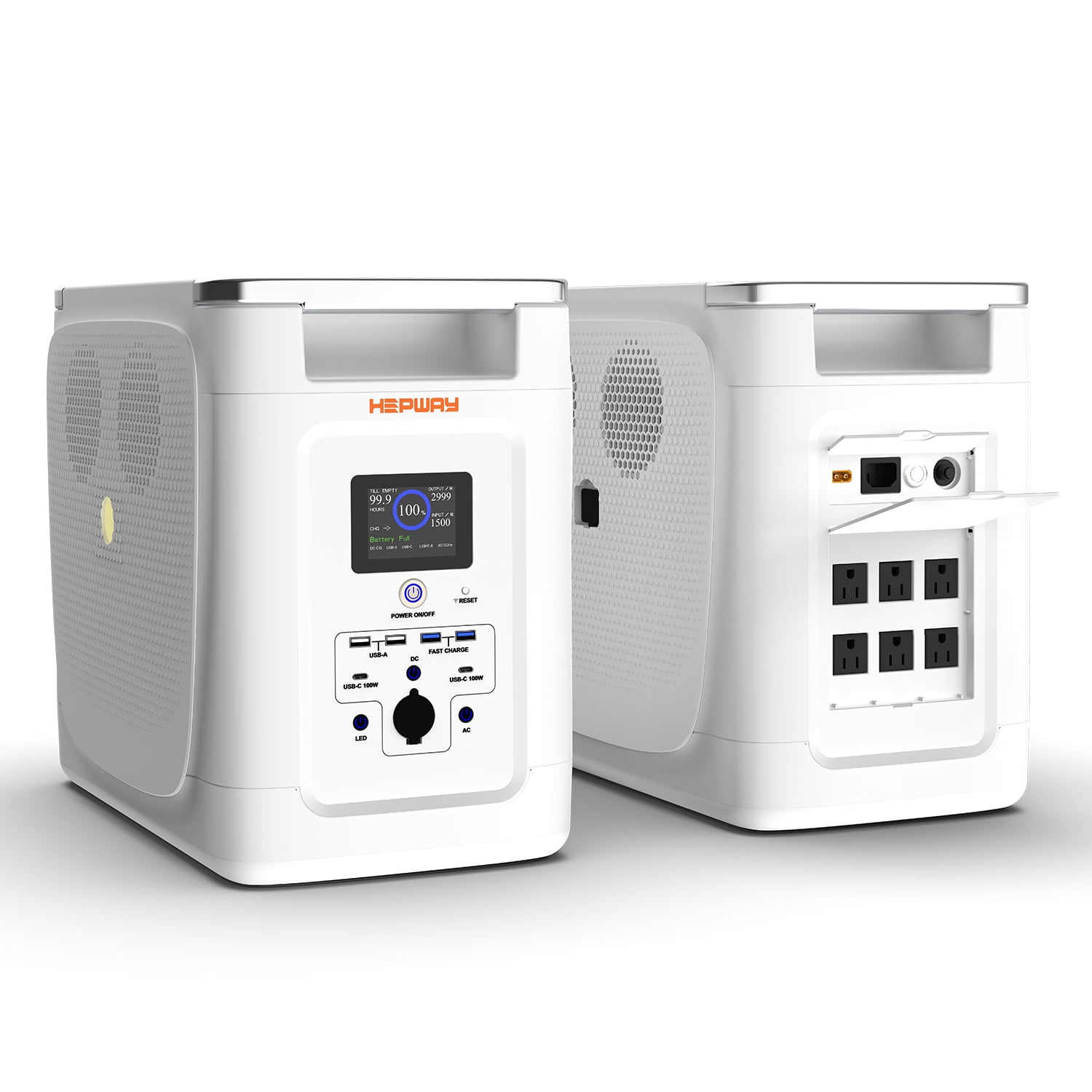 Hepway Alpha2000 2048Wh Portable Power Station, 6x2000W(Peak 3000W) AC Outlets & LED light ...