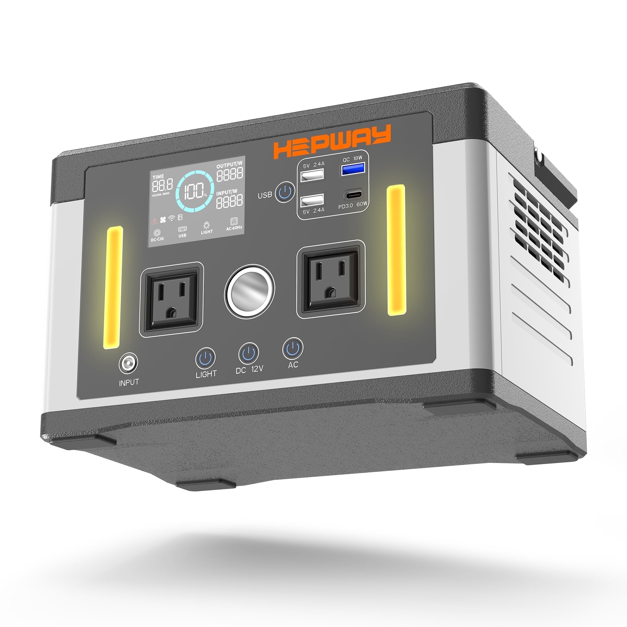 Portable Power Station 1000W Peak, Pure Sine Wave 700W AC 120V Outlets & LED Flashlight, 577Wh ...