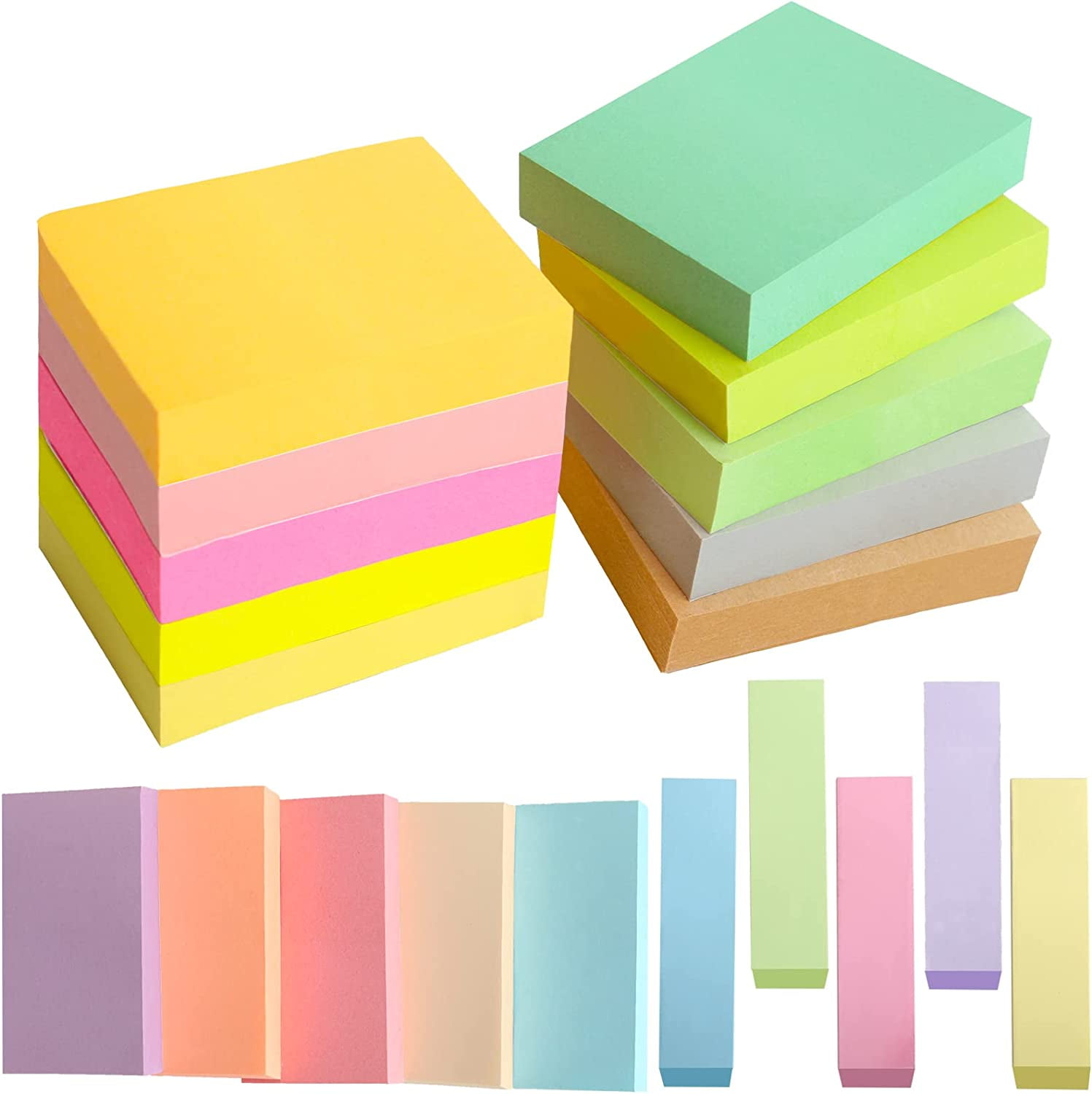 Heqishun 1500 Color Sticky Notes with 500 Sticky Note Flags, 15 Colors ...