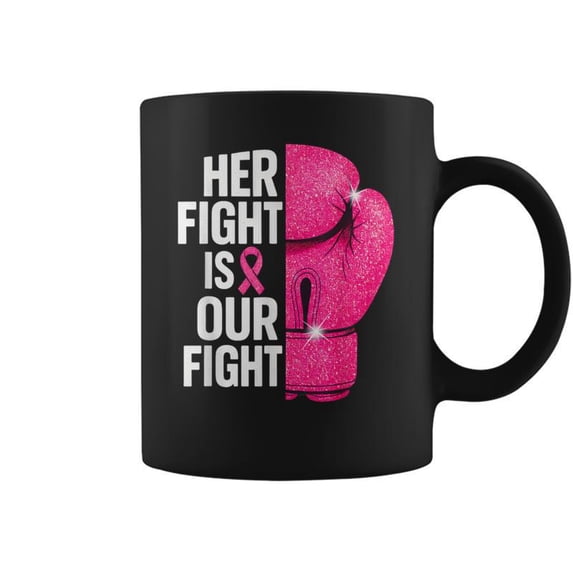 Her Fight Is Our Fight Boxing Glove Breast Cancer Survivor Coffee Mugs ...