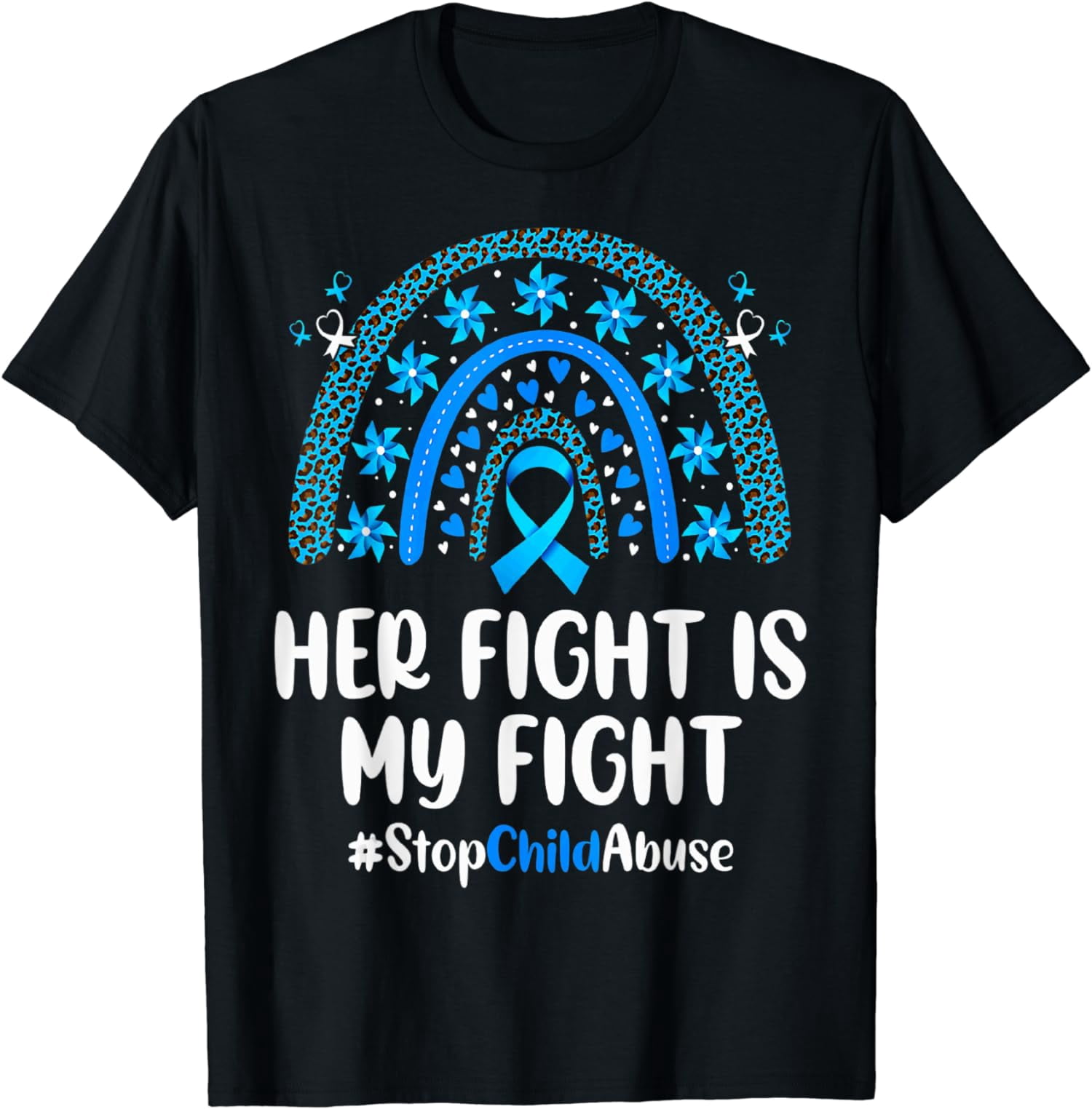 Her Fight Rainbo Stop Child Abuse Prevention Awareness T-Shirt ...