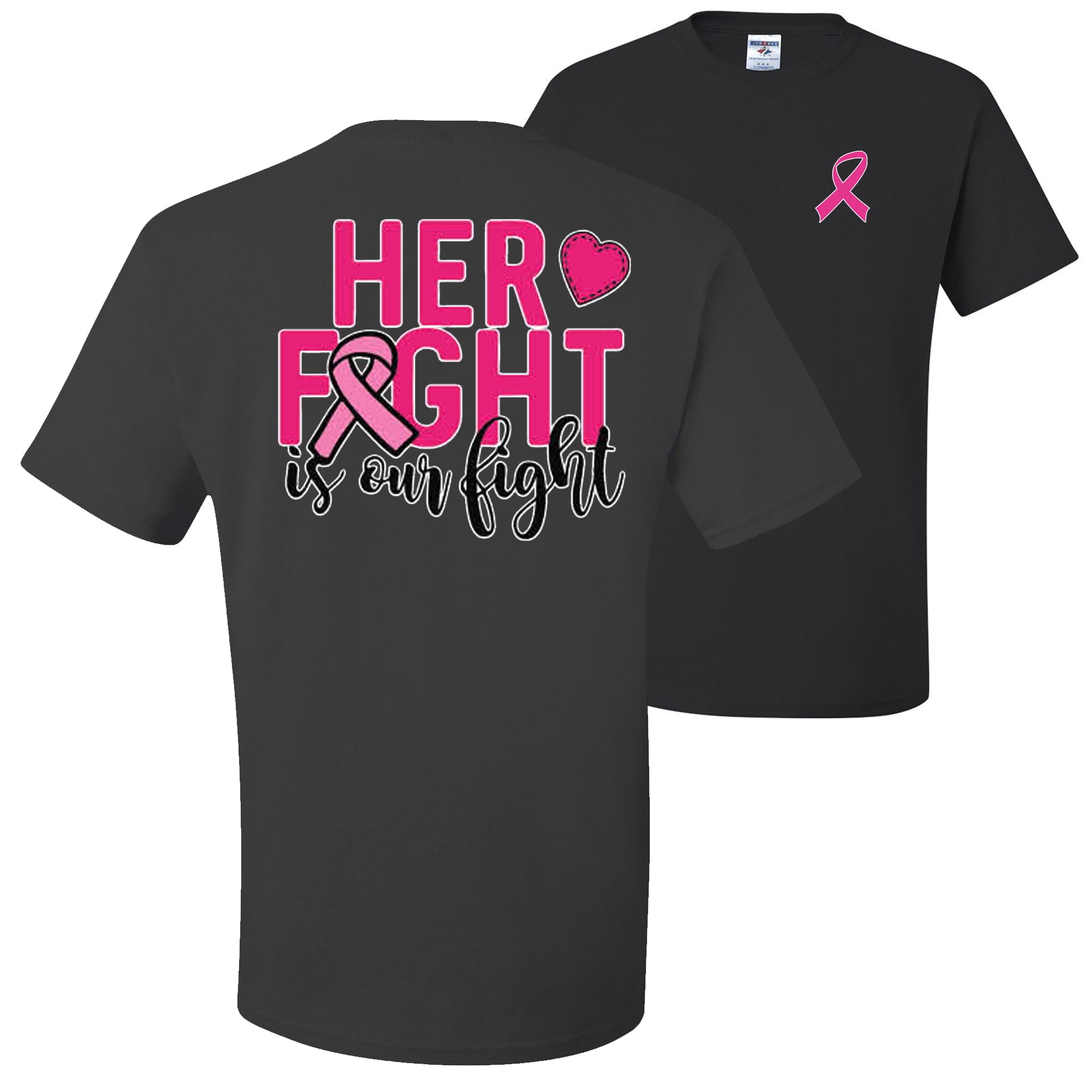Her Fight is Our Fight Breast Cancer Awareness FRONT&BACK Mens T-shirts ...