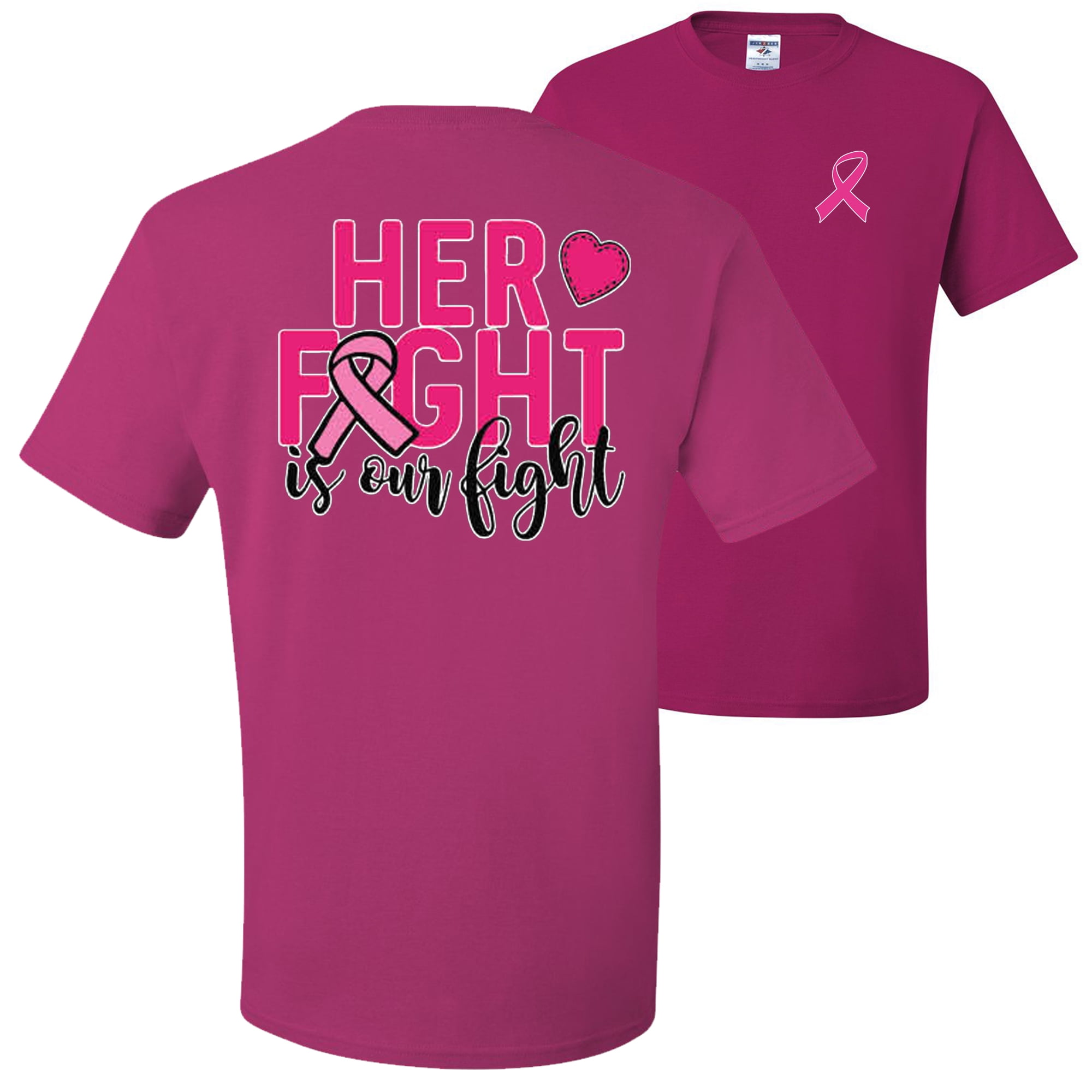 Her Fight is Our Fight Breast Cancer Awareness FRONT&BACK Mens T-shirts ...