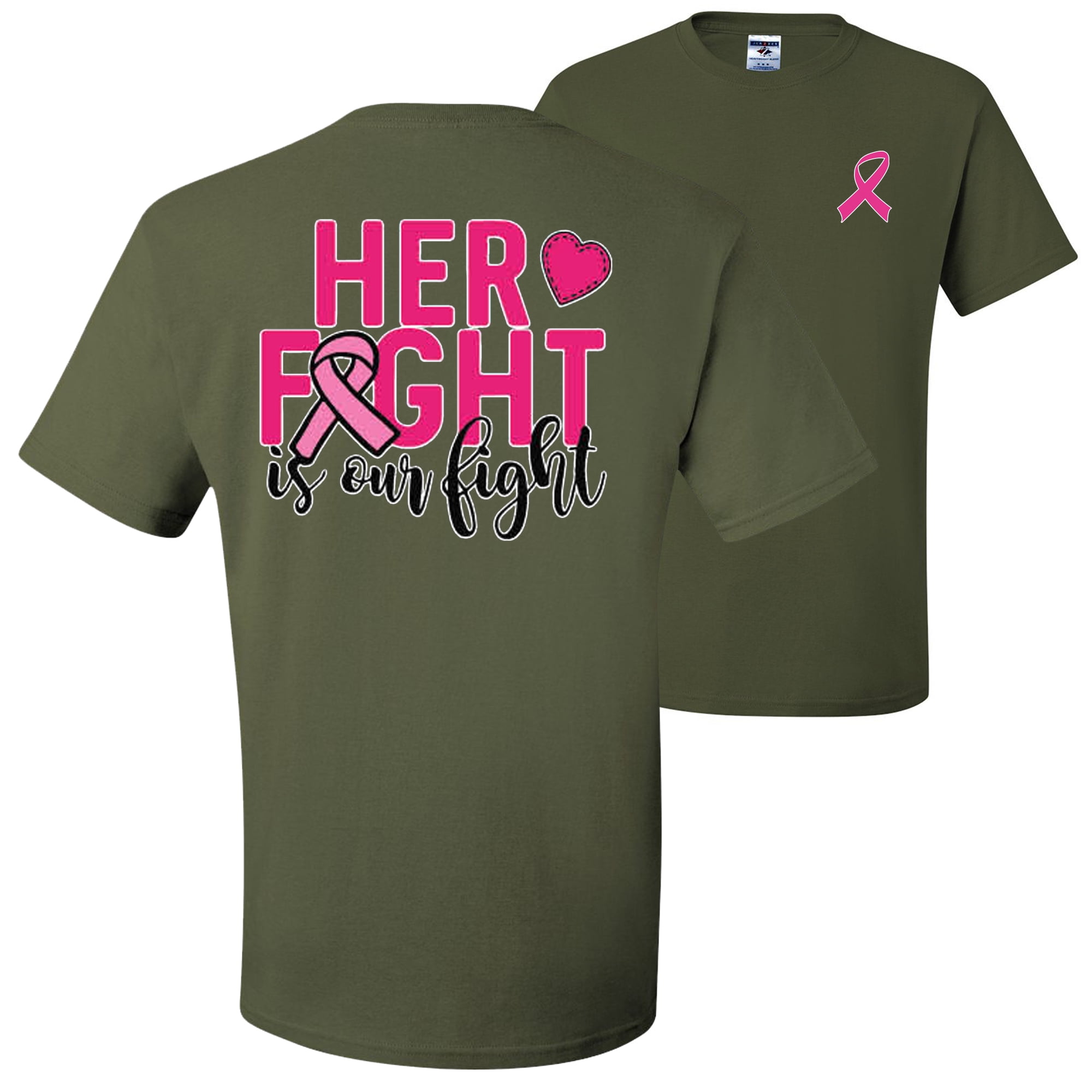 Her Fight is Our Fight Breast Cancer Awareness FRONT&BACK Mens T-shirts ...