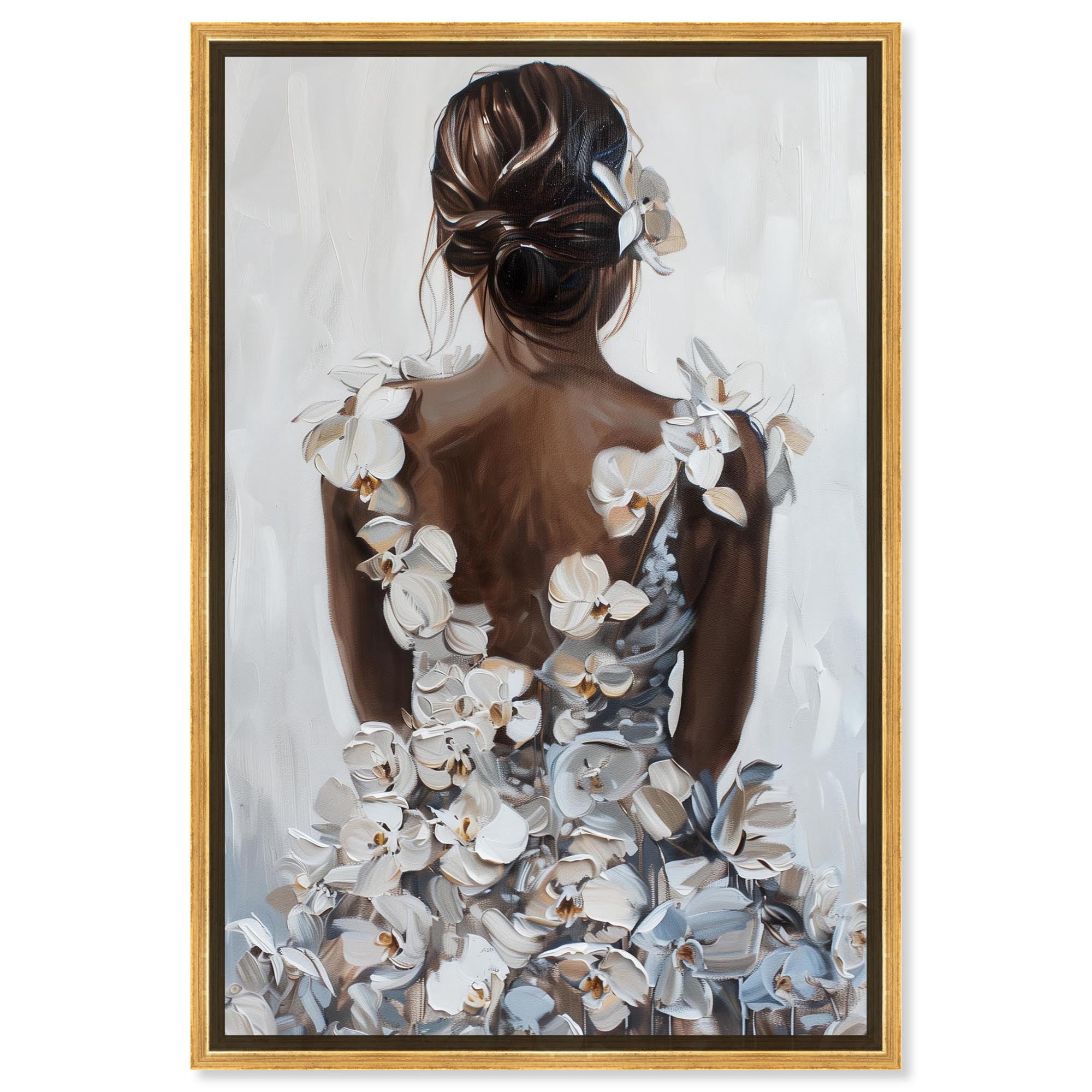 Her Ivory Blossom Dress Canvas Inspiring Women Protraits by Art Remedy ...