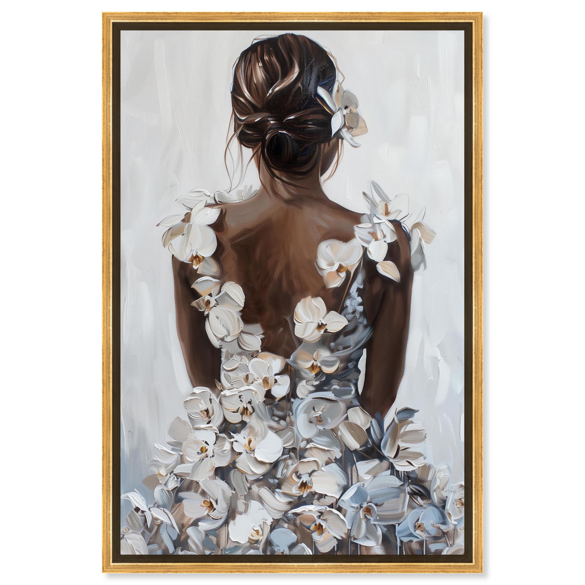 Her Ivory Blossom Dress Canvas Inspiring Women Protraits by Art Remedy ...