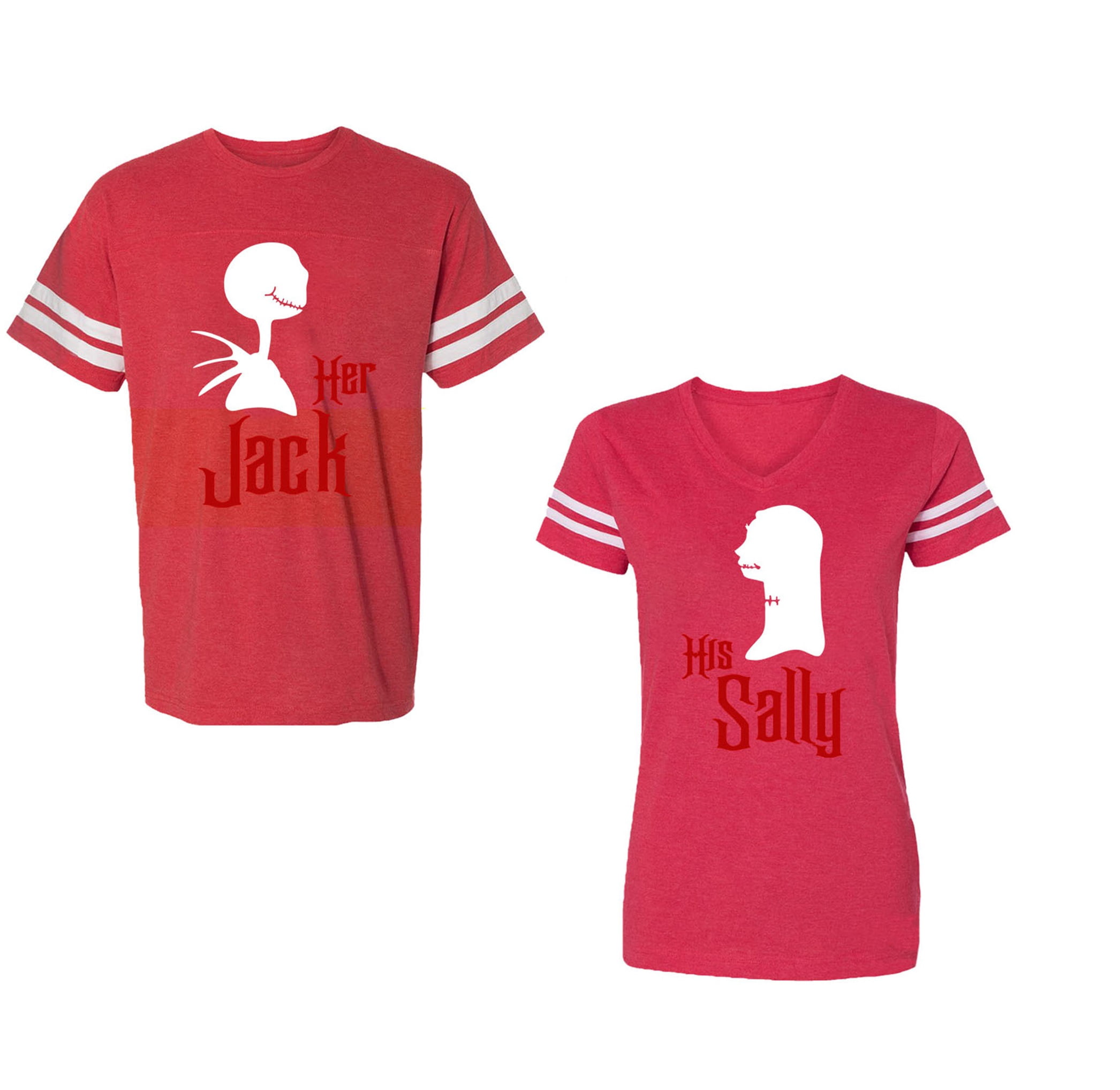 Her Jack His SallyUnisex Couple Matching Cotton Jersey style T-Shirt ...
