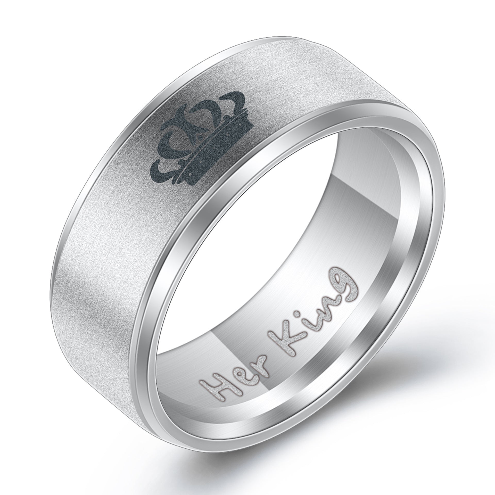 Her King His Queen Titanium Steel Couple Ring Stainless Steel - Walmart.com
