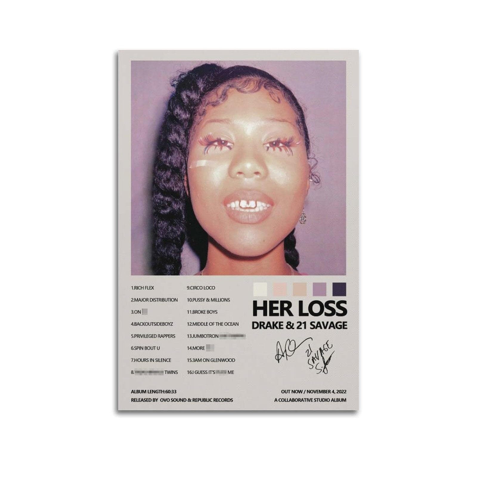 Her Loss Album Poster for Bedroom Aesthetic Canvas Wall Art Living Room ...