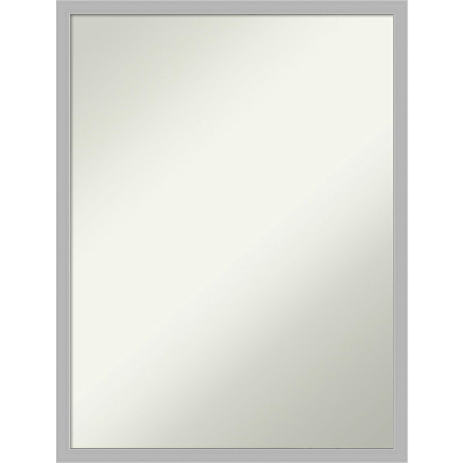 Hera Chrome Non-Beveled Wood Bathroom Mirror, Large for Vanity, Modern ...