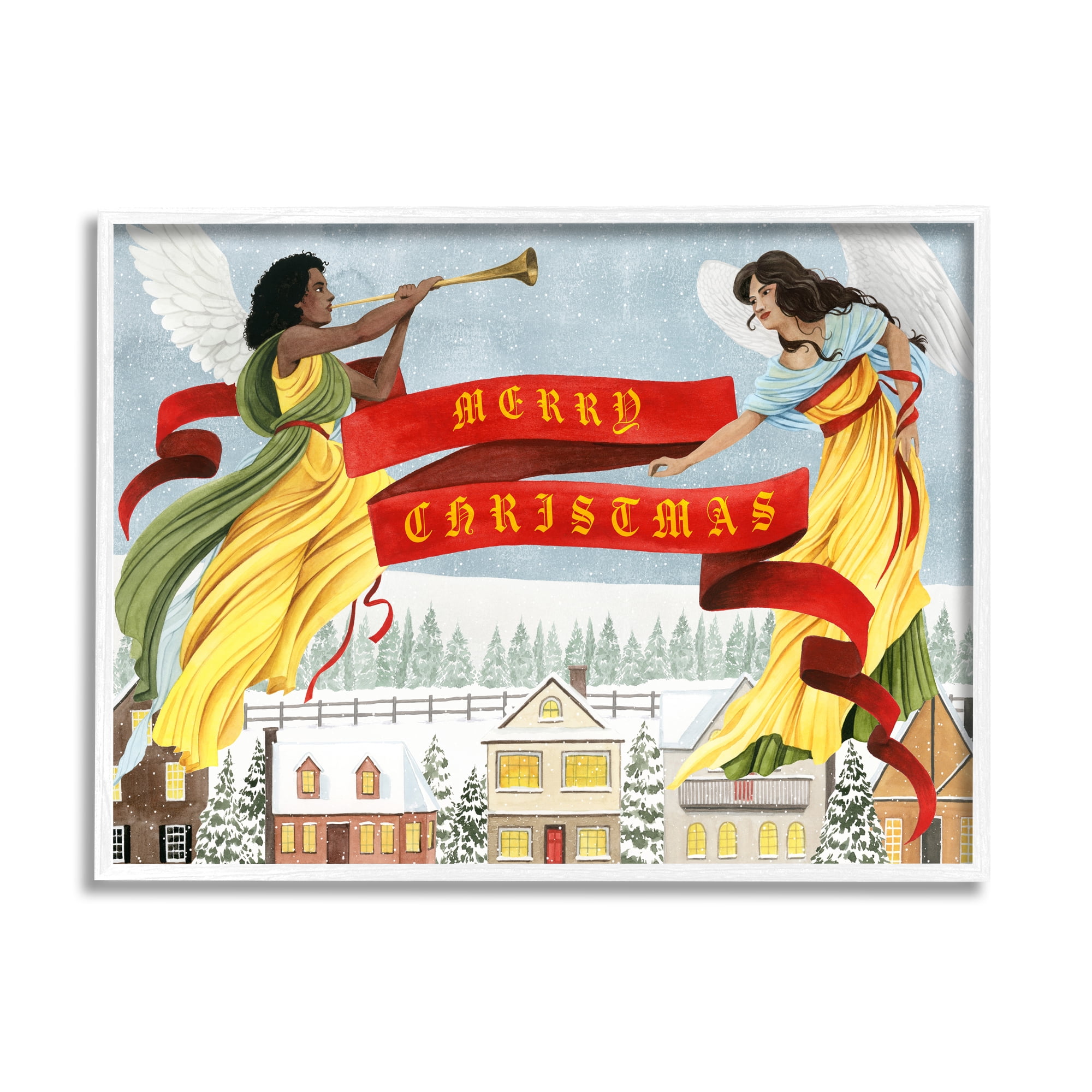 Herald Angels Christmas Banner Above Wintery Town Inspirational Graphic ...