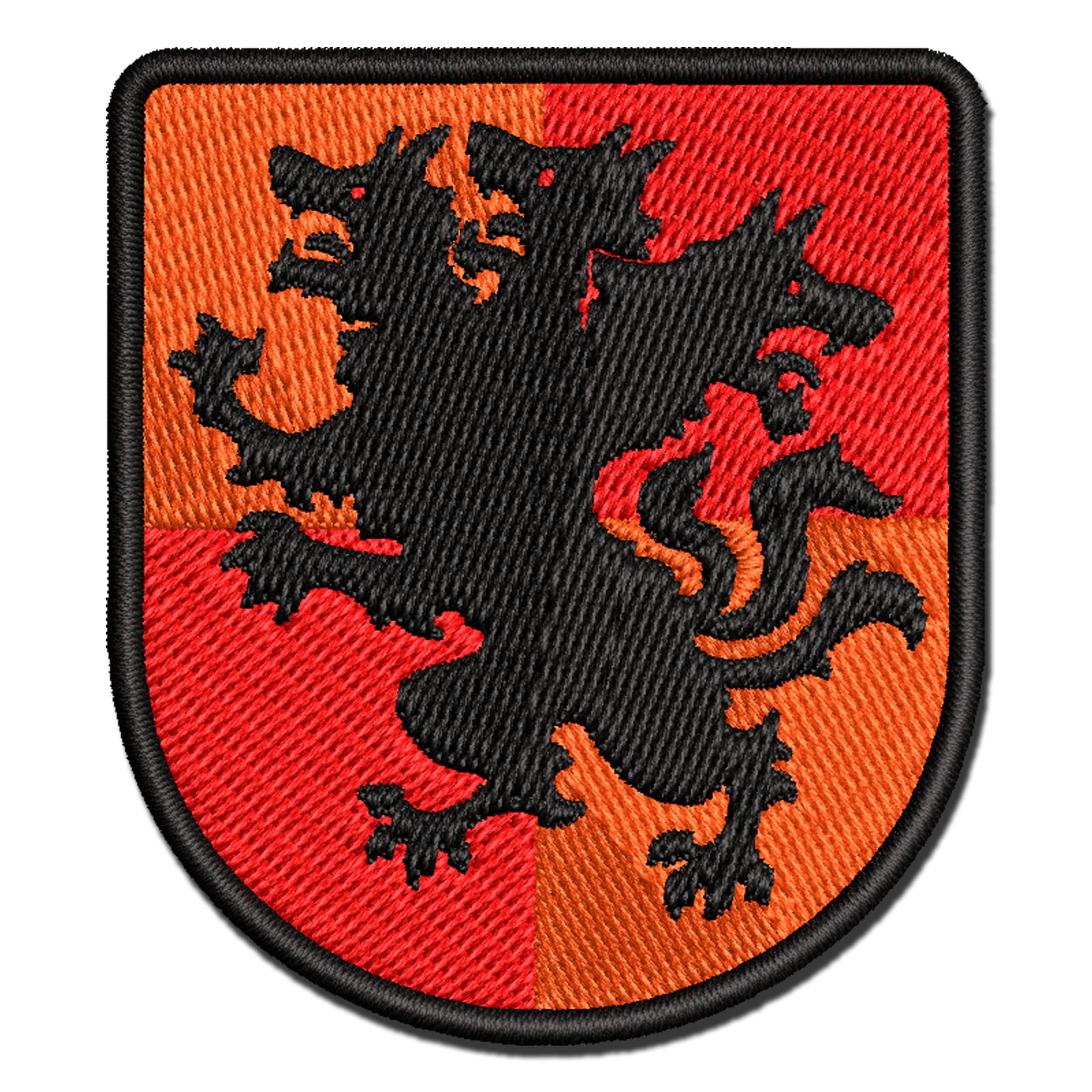 Heraldic Cerberus Three Headed Dog Applique Multi-Color Embroidered ...