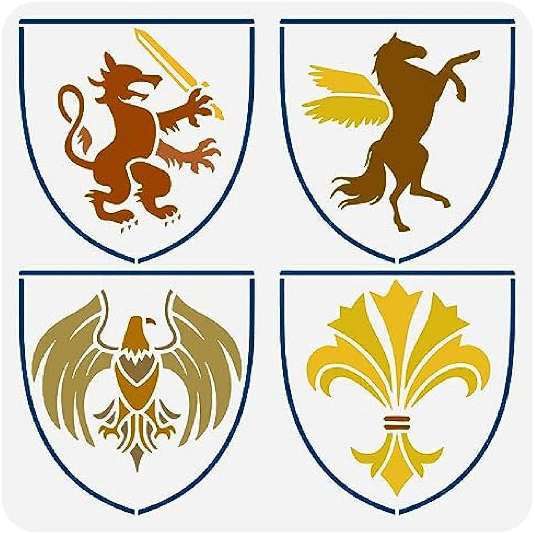 Heraldic Crest Coat of Arms Family Stencil 11.8x11.8inch Heraldic Crest ...