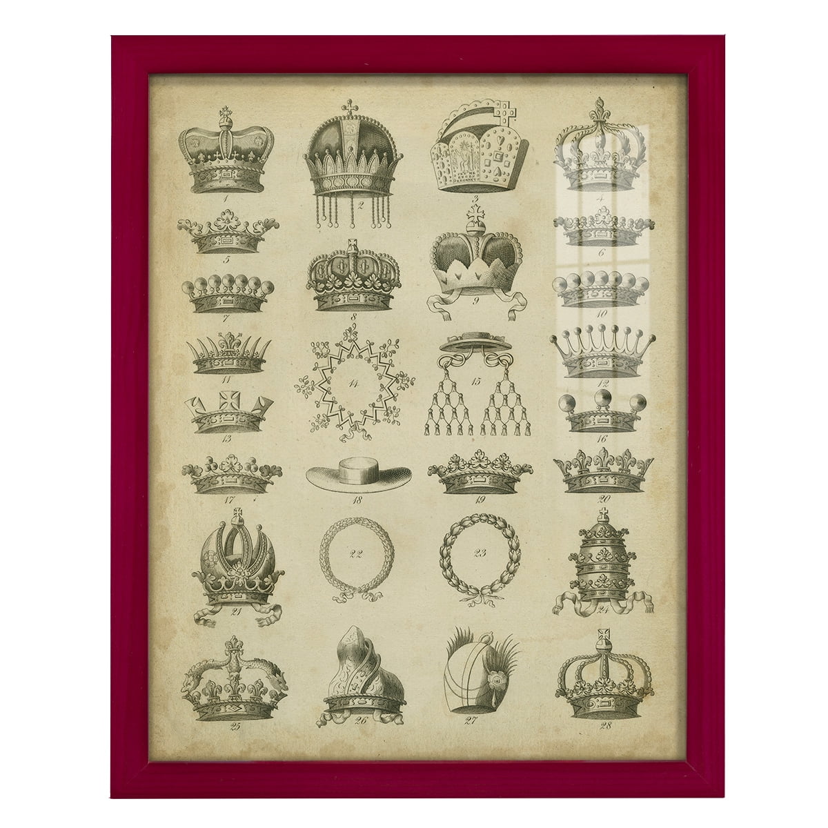 Heraldic Crowns & Coronets III -Framed Print w/glass-Cherry Red ...