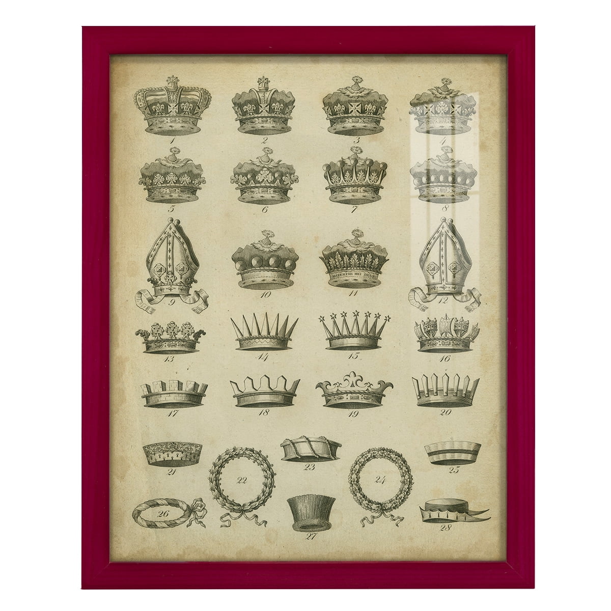 Heraldic Crowns & Coronets IV -Framed Print w/glass-Cherry Red ...