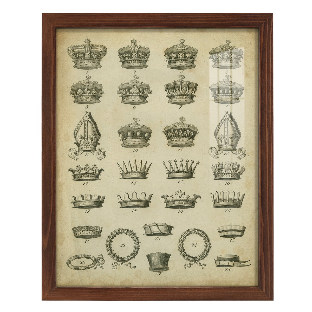 Heraldic Crowns & Coronets IV -Framed Print w/glass-Chestnut - Walmart.com