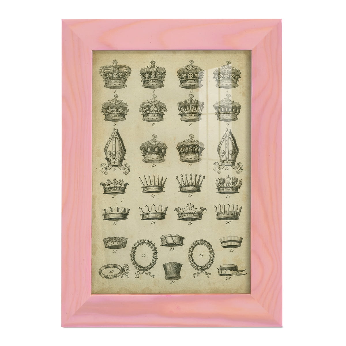 Heraldic Crowns & Coronets IV -Framed Print w/glass-Sunset Pink ...