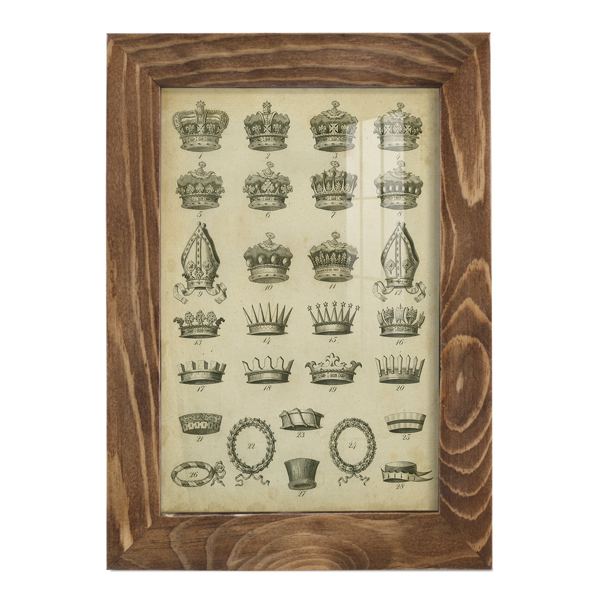 Heraldic Crowns & Coronets IV -Framed Print w/glass-Walnut - Walmart.com
