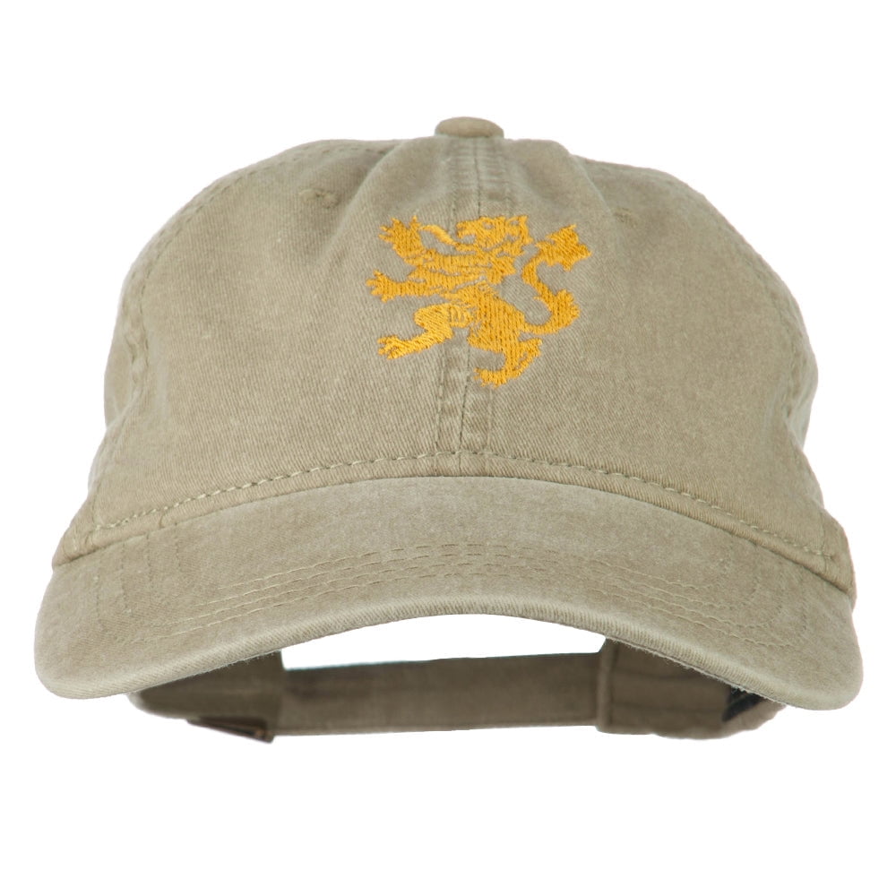 Heraldic Lion Embroidered Washed Cotton Twill Cap - Khaki OSFM ...