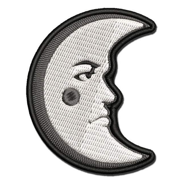Heraldic Moon Face Applique Multi-Color Embroidered Hook & Loop Patch ...