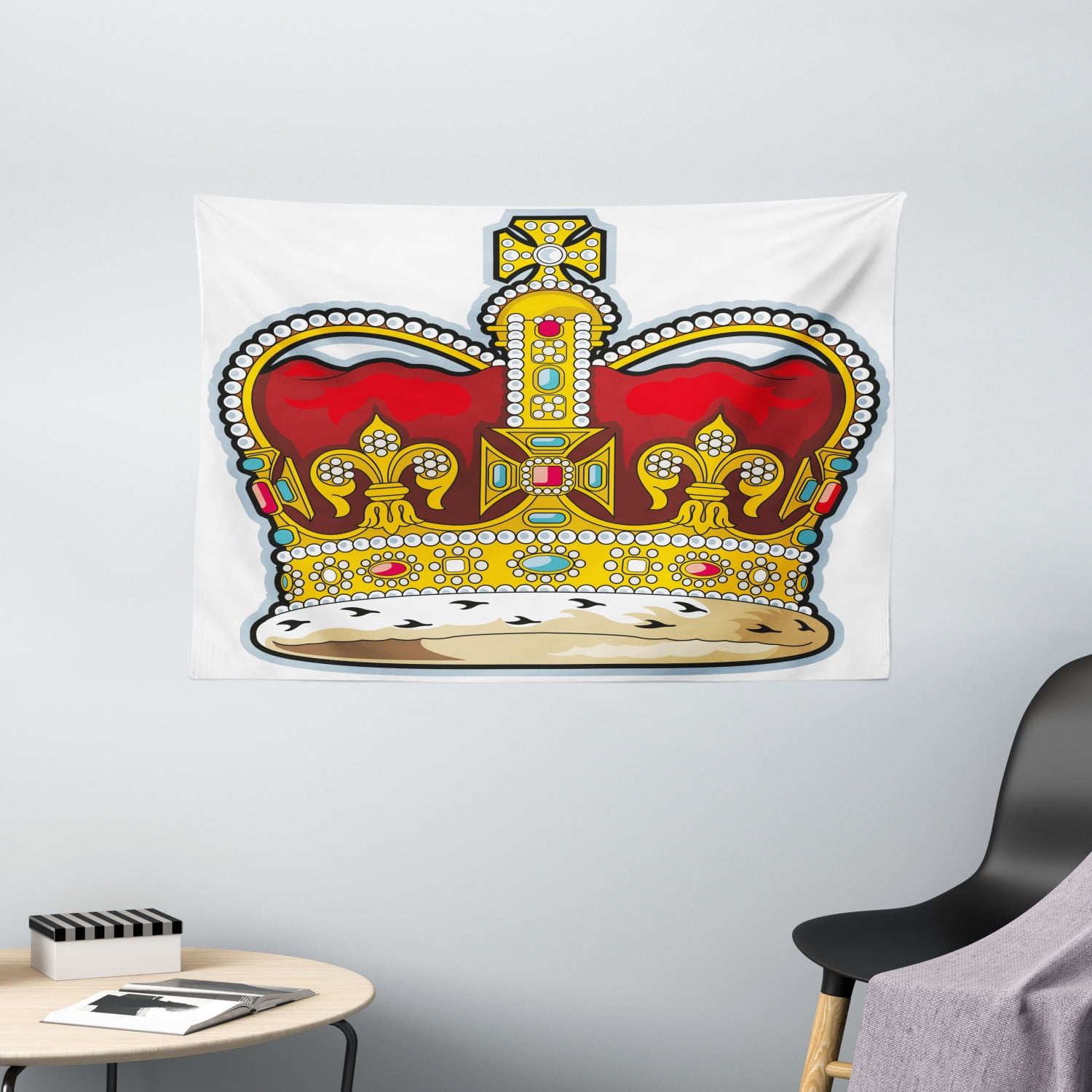 Heraldry Tapestry, Medieval British Crown with Middle Age Embellish ...