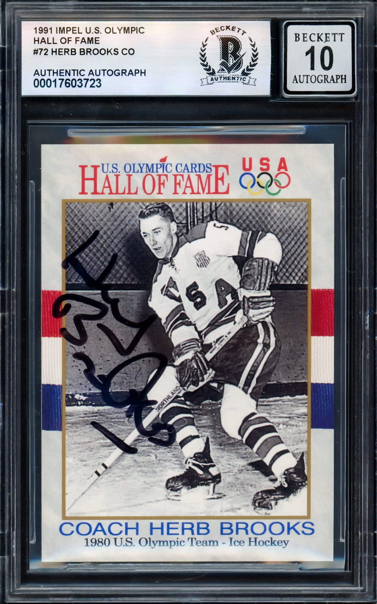 Herb Brooks Autographed 1991 Impel Card #72 1980 Team USA Miracle on ...