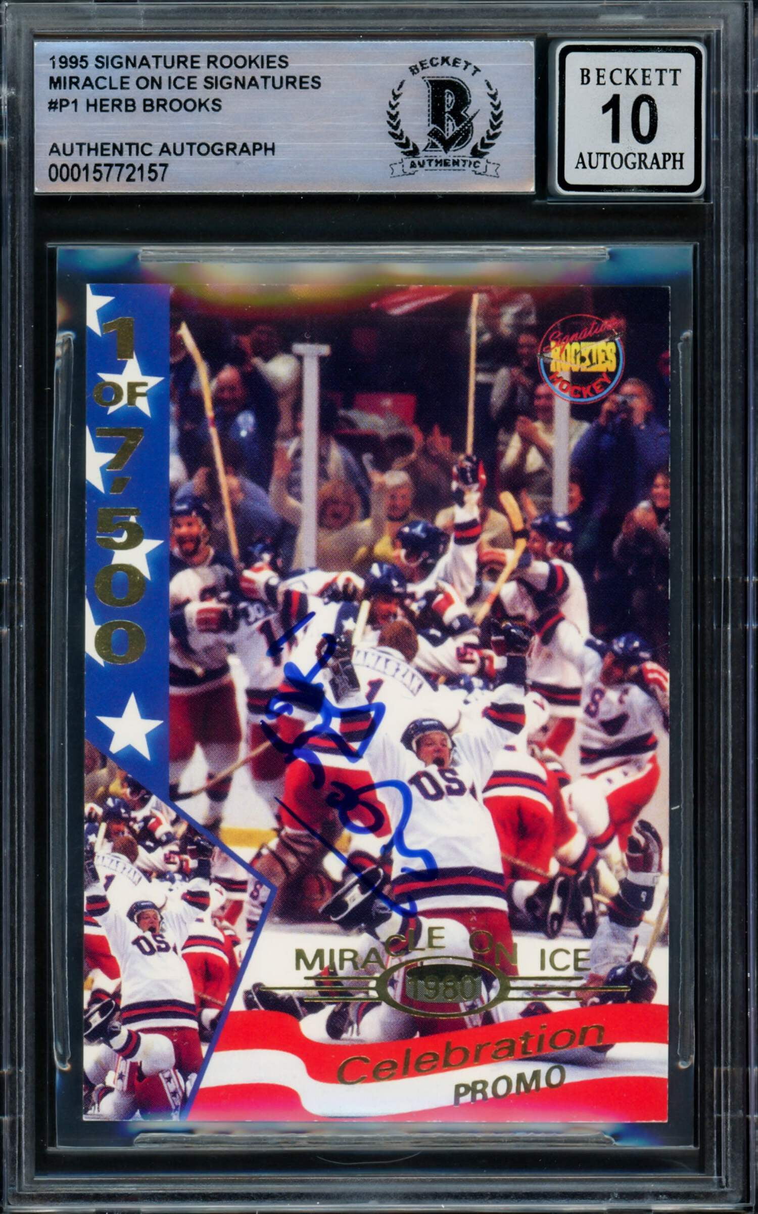 Herb Brooks Autographed 1995 Signature Rookies Card #P1 1980 Team USA ...