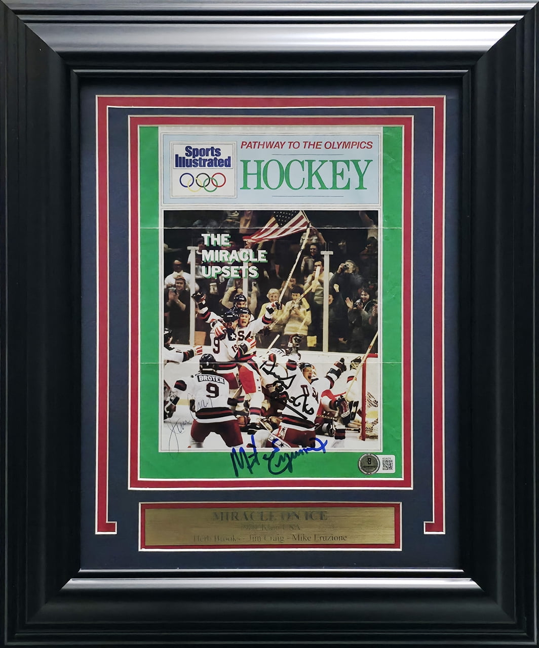 Herb Brooks, Jim Craig & Mike Eruzione Autographed Framed 8.5x11 Sports ...