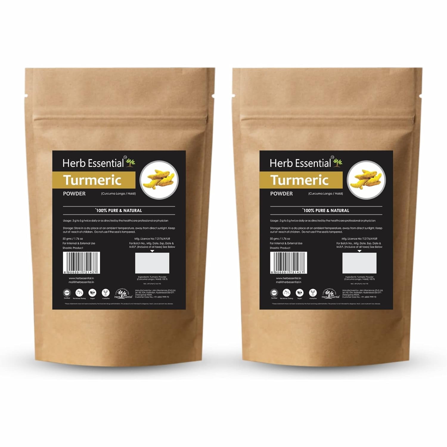 Herb Essential Face Turmeric Powder - 50 Gm (Pack Of 2) - Walmart.com