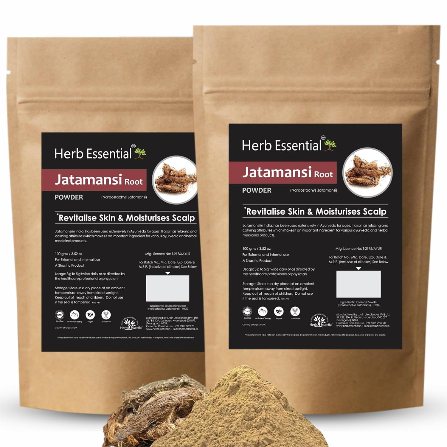 Herb Essential Jatamansi Root Powder, 200 g | Promotes Hair Growth ...