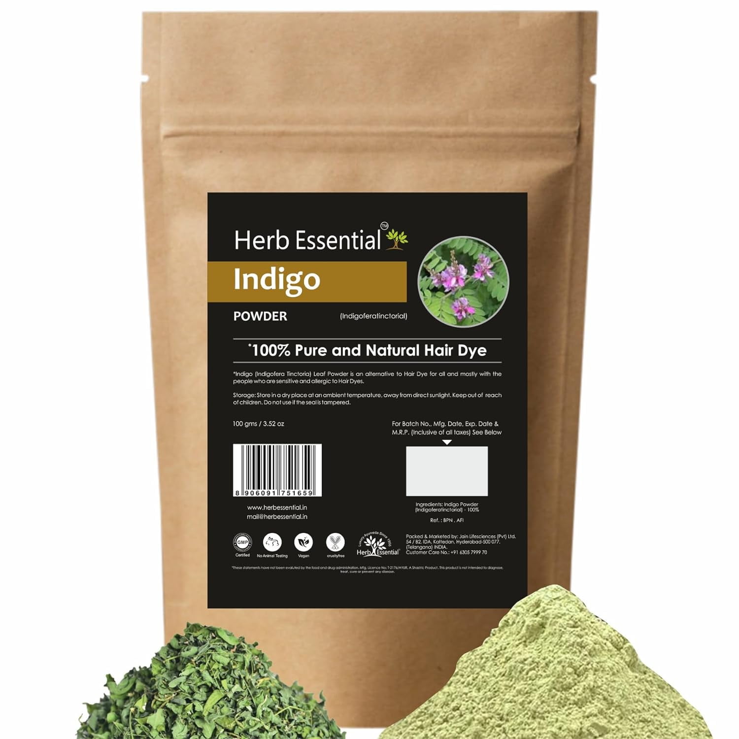 Herb Essential Organic Indigo Leaves Powder | Natural Black Color For ...