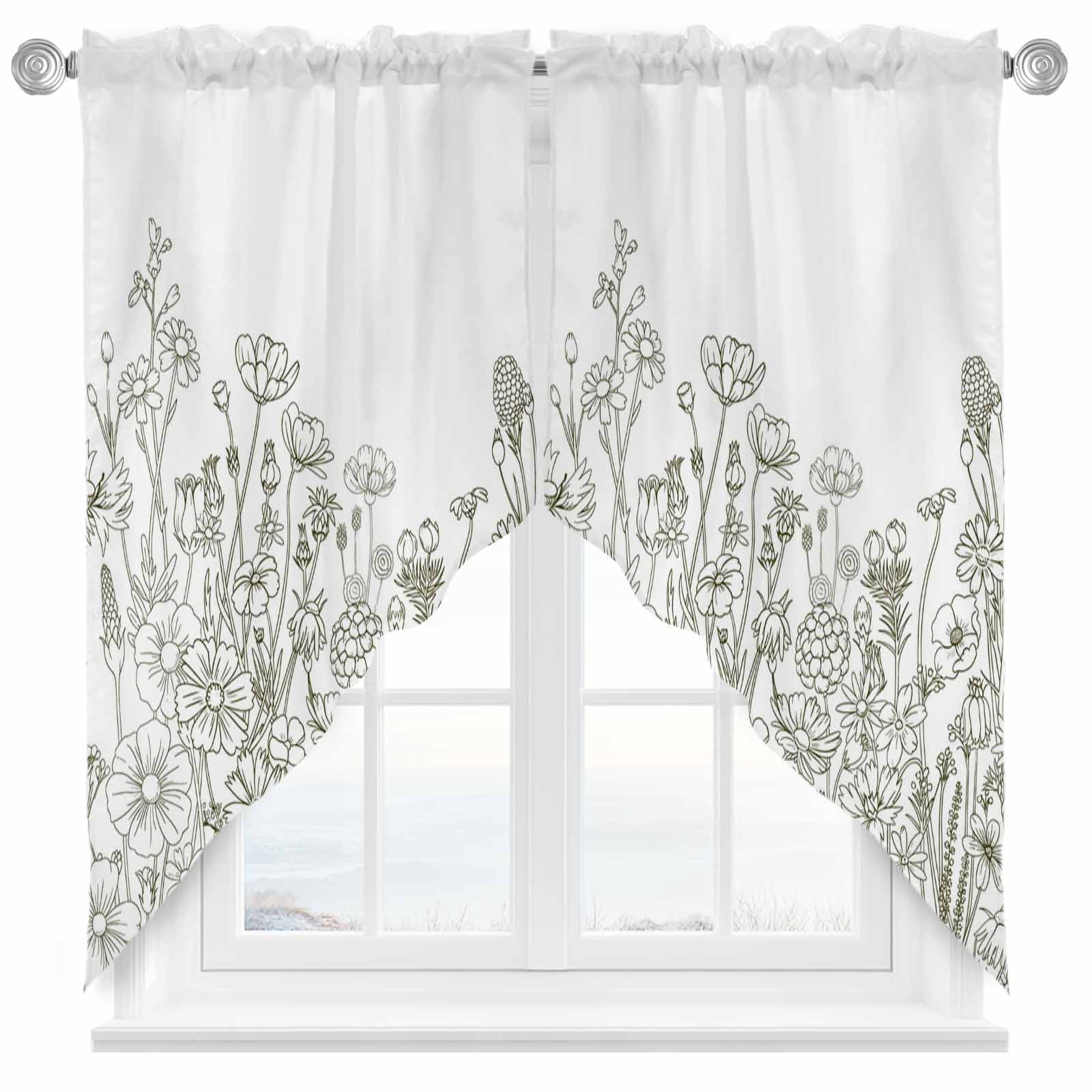 Herb Flower Farmhouse Garden Swag Curtain Valance for Windows, Vintage ...