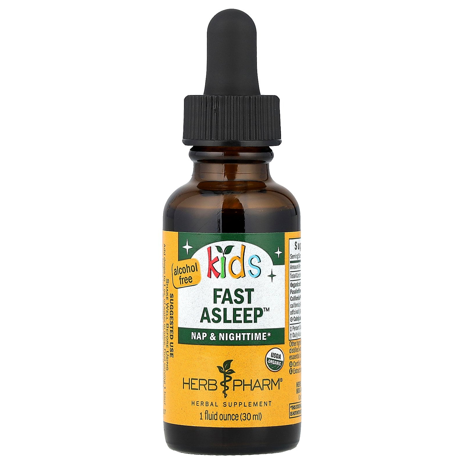 Herb Pharm Kids Fast Asleep Herbal Supplement, USDA Organic, Gluten ...