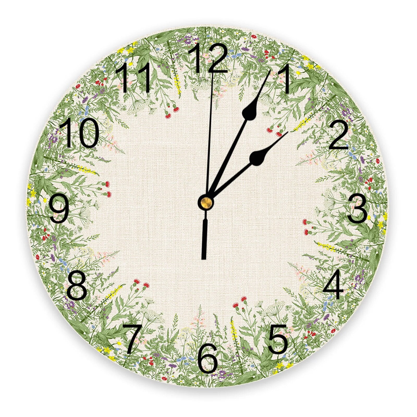Herb Plant Flower Wall Clock Silent Digital Clocks for Home Bedroom ...