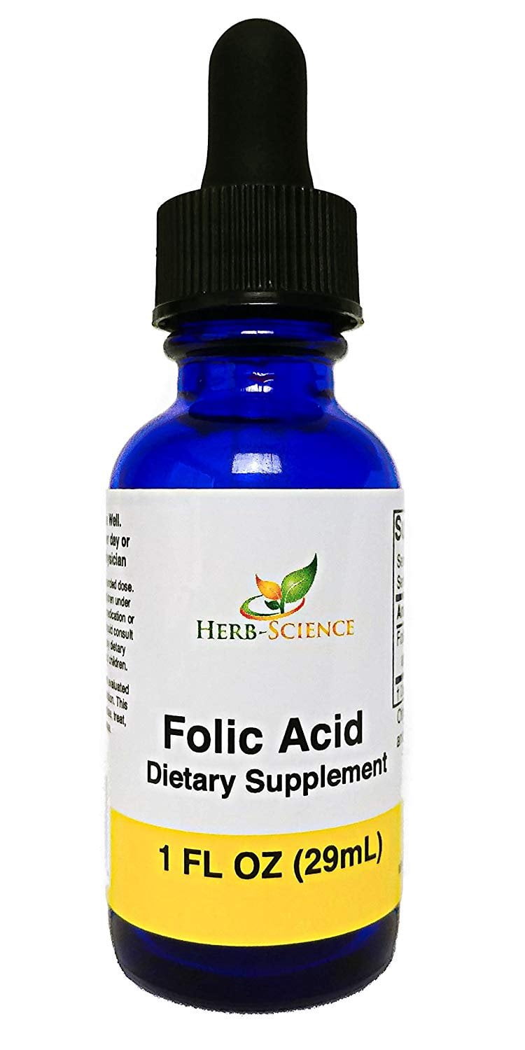 Herb-Science Liquid Vitamin B9 Drops - Folic Acid - Alcohol-Free Liquid ...