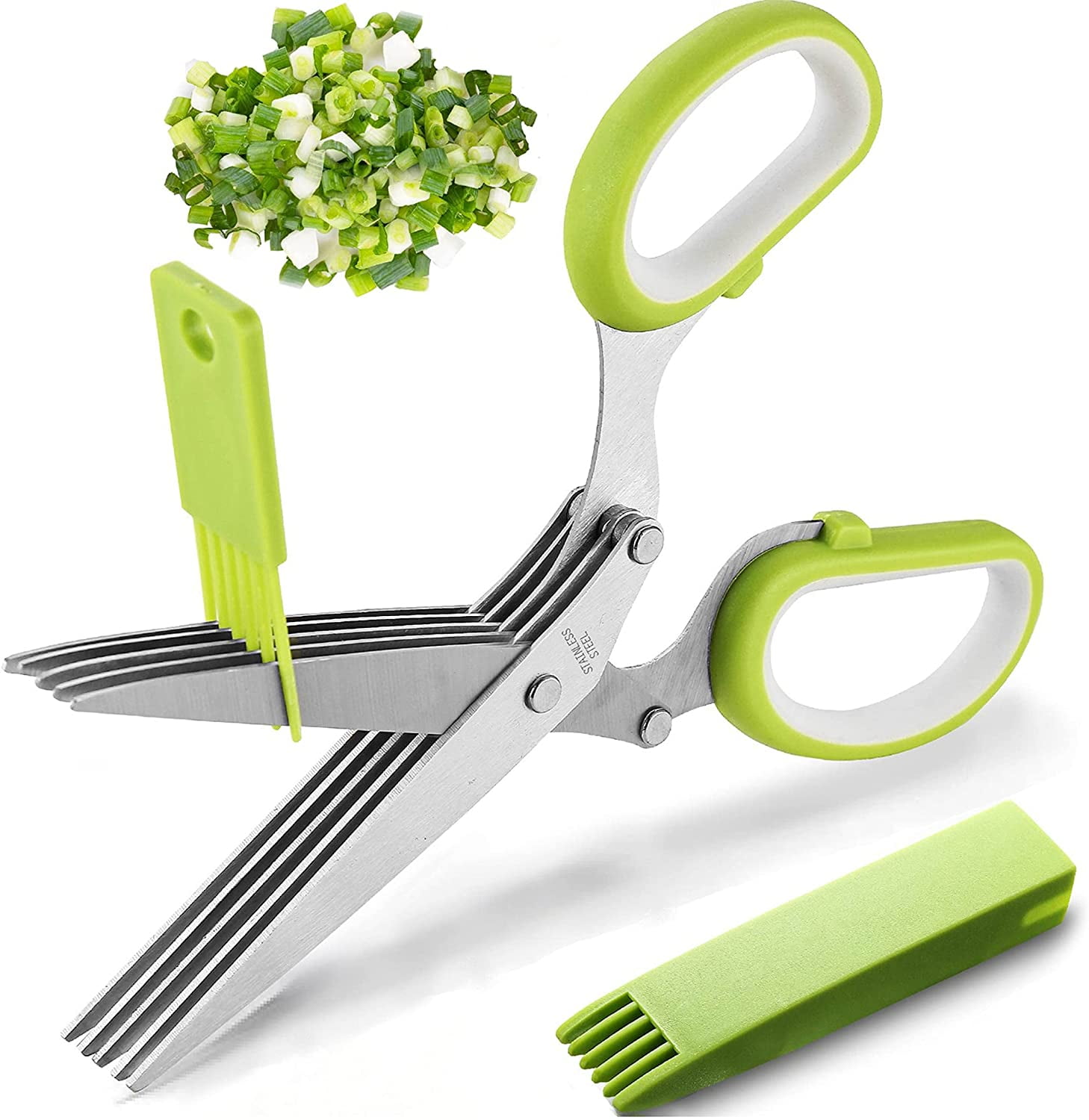 Herb Scissors Set - Kitchen Herb Shears Cutter with 5 Blades And Cover ...