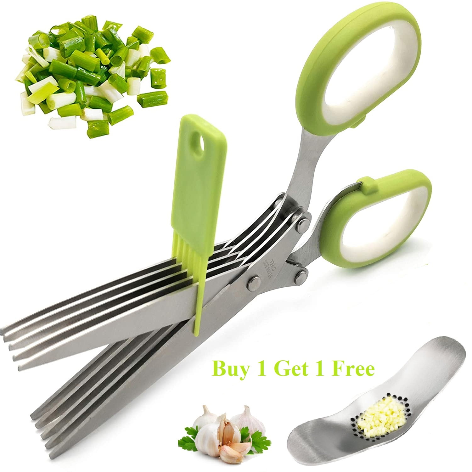 Vgguer Herb Scissors with 5 Blades, Kitchen Gadgets for Cutting Herbs ...