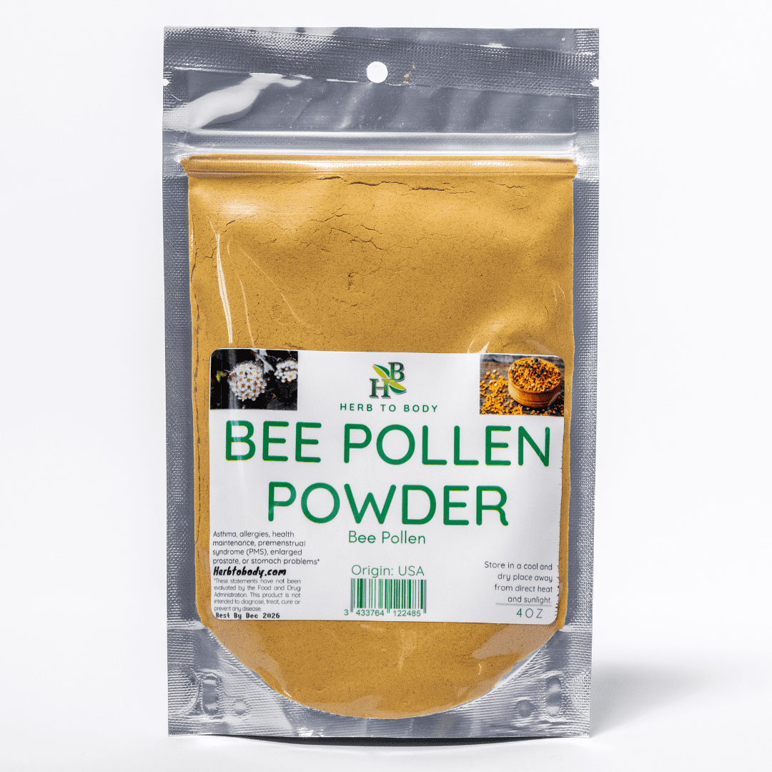 Herb To Body Bee Pollen Powder, 100% Natural, Non-GMO, Wildcrafted, 4oz ...