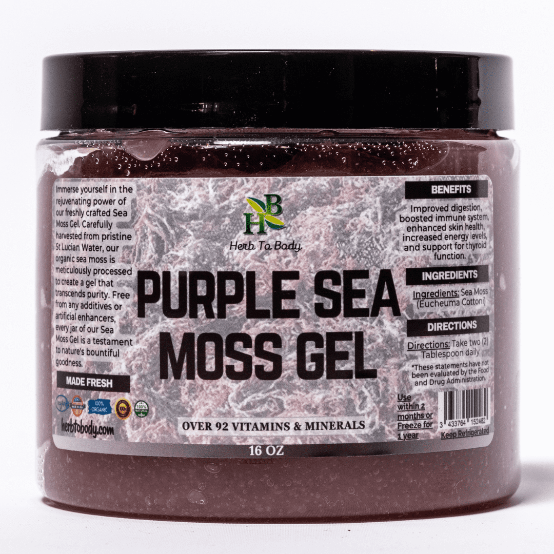 Herb To Body Purple Sea Moss Gel | Over 92 Vitamins & Minerals | Wildcrafted (16, Ounces ...