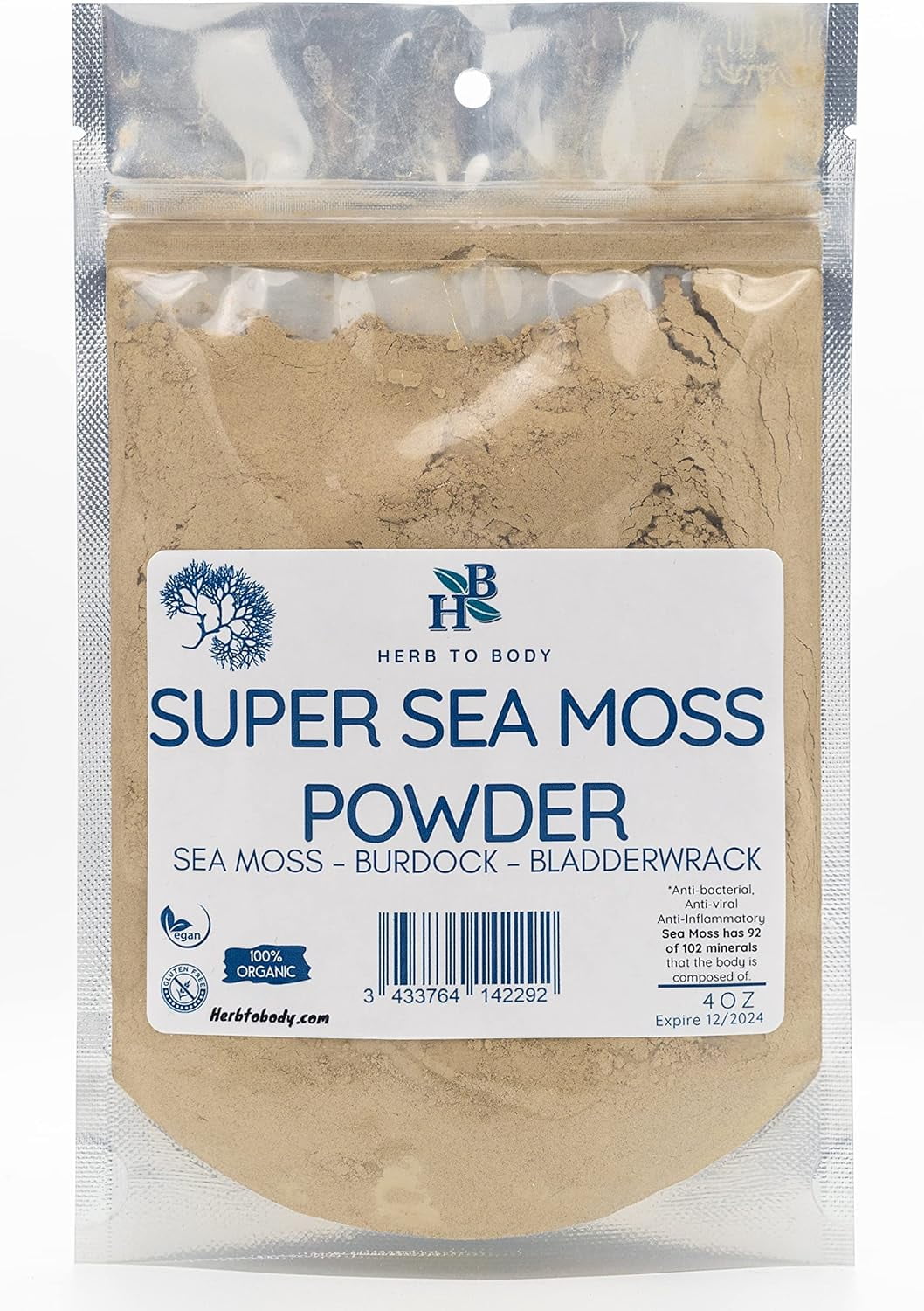 Herb To Body Super Sea Moss Powder - with Bladderwrack and Burdock Root ...