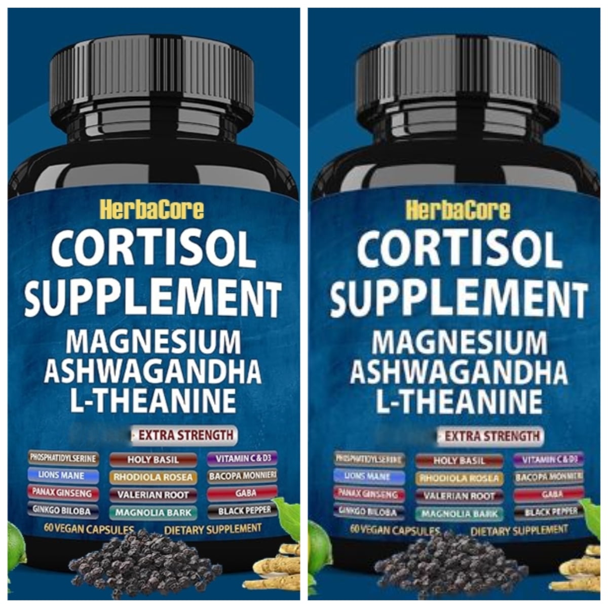 HerbaCore Cortisol Management Supplement (60 Caps) for Stress Relief ...