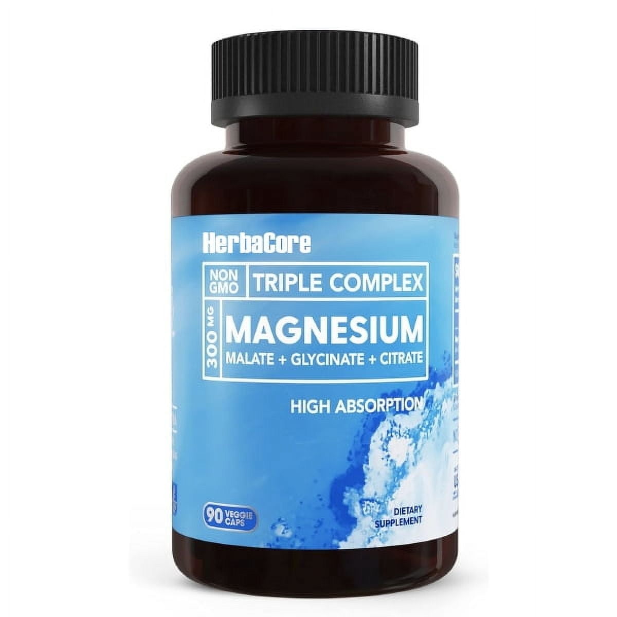 HerbaCore Triple Magnesium Complex 90 Capsules | 300mg Blend of Magnesium Glycinate, Malate ...