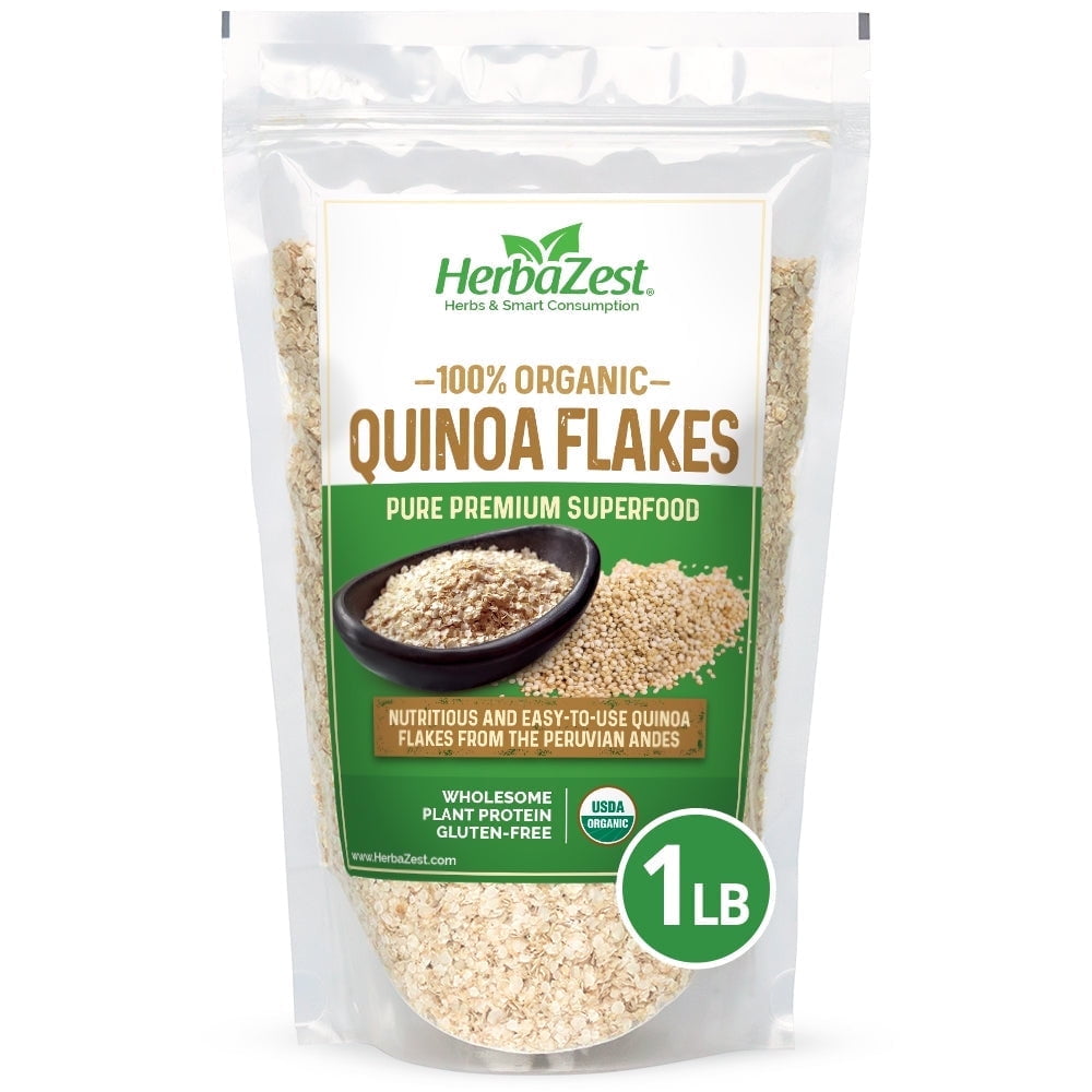 HerbaZest Quinoa Flakes Organic – 1 LB – USDA Certified, Vegan & Gluten ...