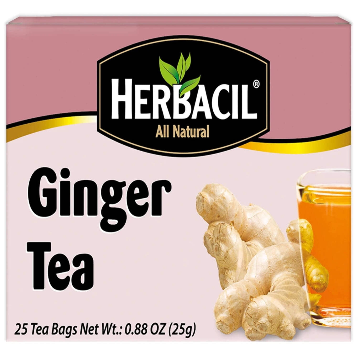 Herbacil Ginger Tea Box 25 ct - Case - 6 Units - Walmart.com