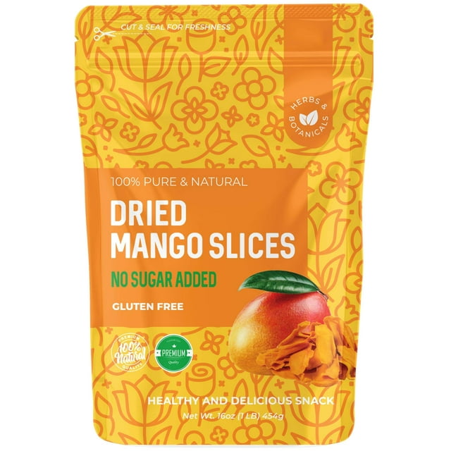 Herbaila Dried Mango No RRF12 Sugar Added, 16 oz. Dried Mangoes ...
