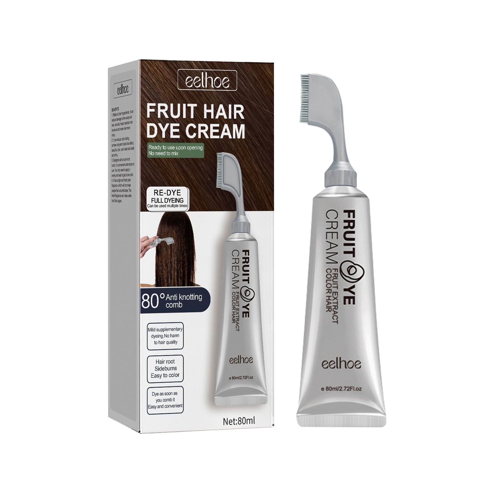 Herbal Hair Color Cream Natural & Gentle, Long-Lasting, No Damage, Easy ...