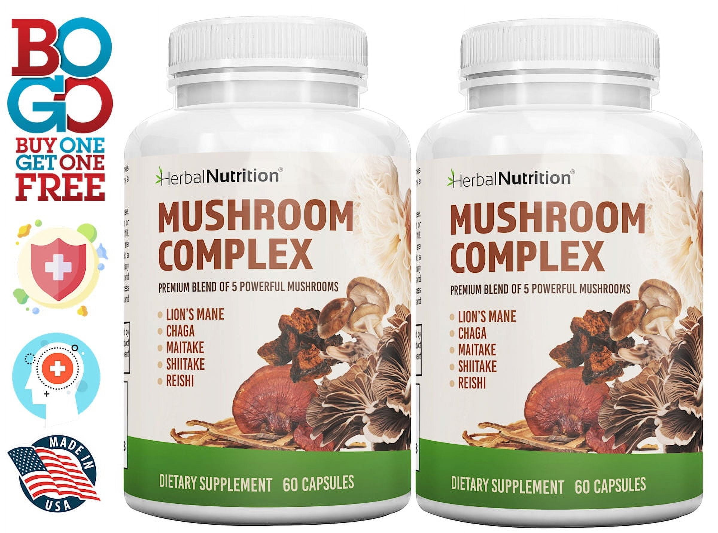 Herbal Nutrition Mushroom Complex 700mg to 1400mg. The 5 Most Powerful ...